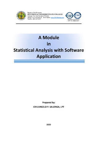 Statistical Analysis with Software Application Syllabus - REPUBLIC OF THE PHILIPPINES OCCIDENTAL ...