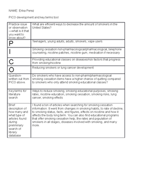 PICO Worksheet PDF - PICO Research - PICO development and key terms ...