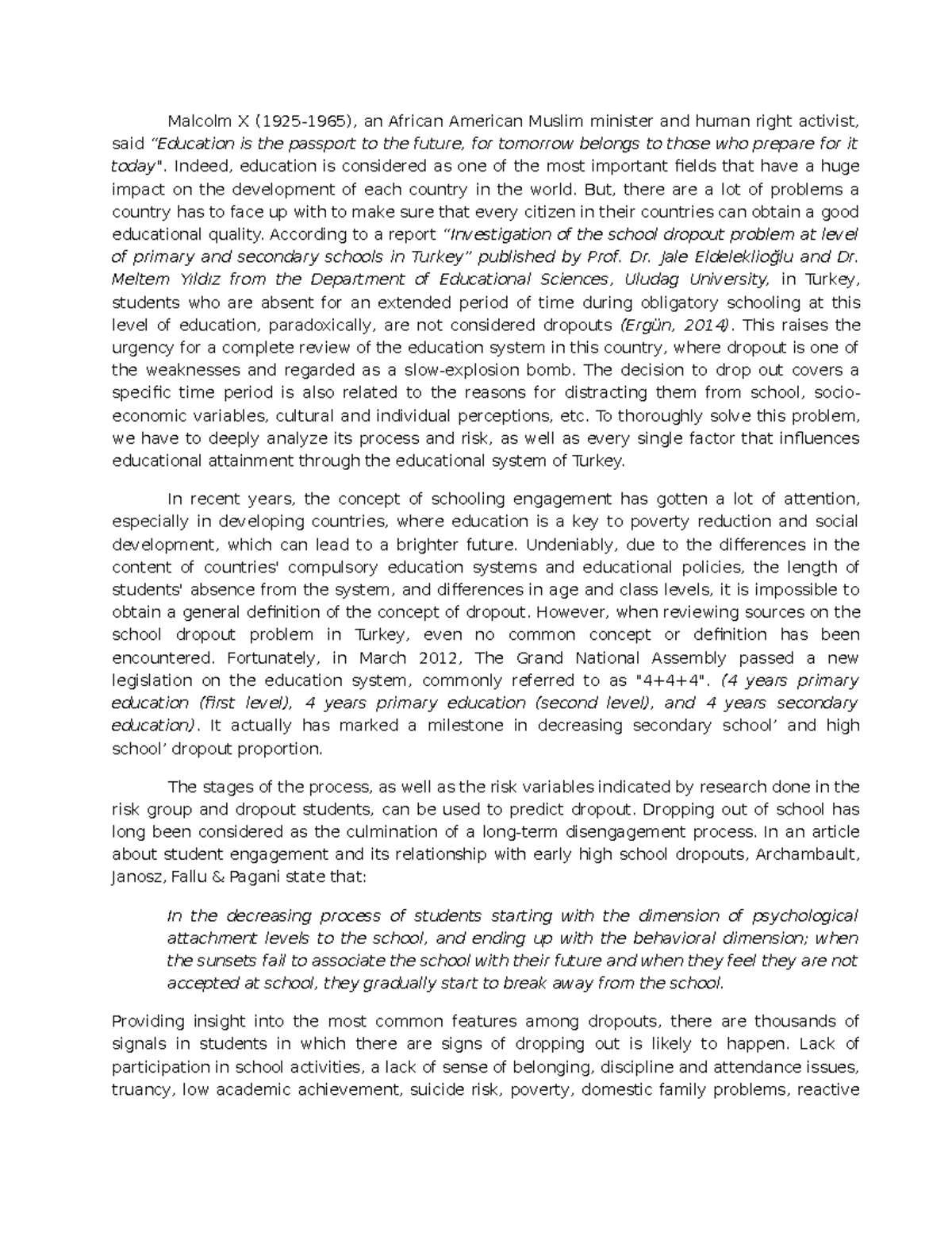 Assignment 4 Writing - Malcolm X (1925-1965), an African American ...