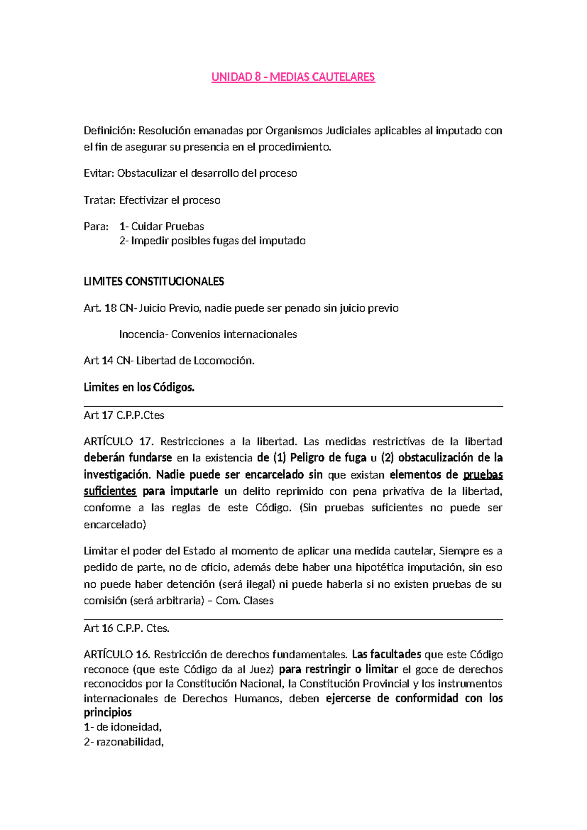 Medidas cautelares unidad 8 - UNIDAD 8 - MEDIAS CAUTELARES Definición ...