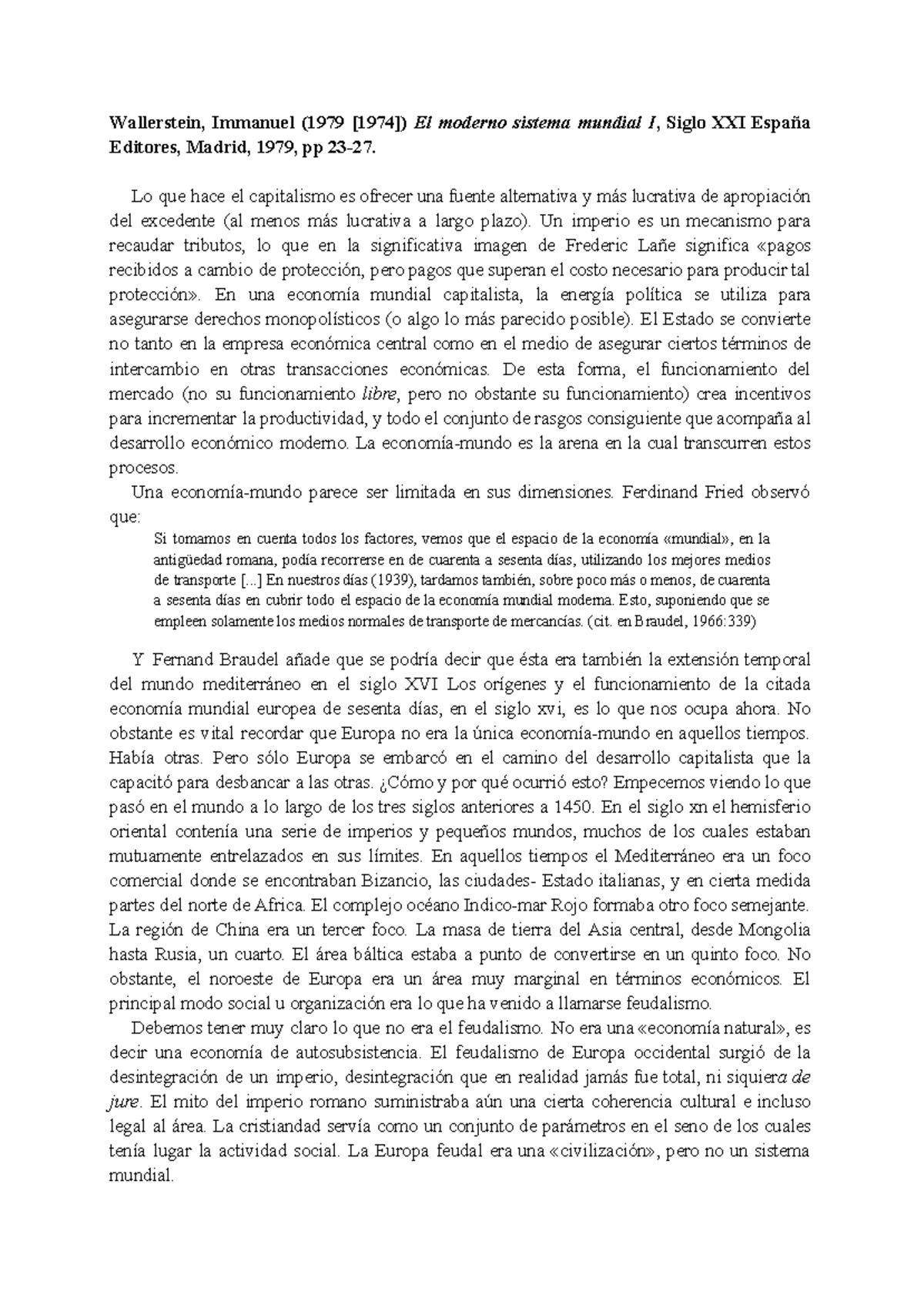 Wallerstein y Koselleck - Wallerstein, Immanuel (1979 [1974]) El ...