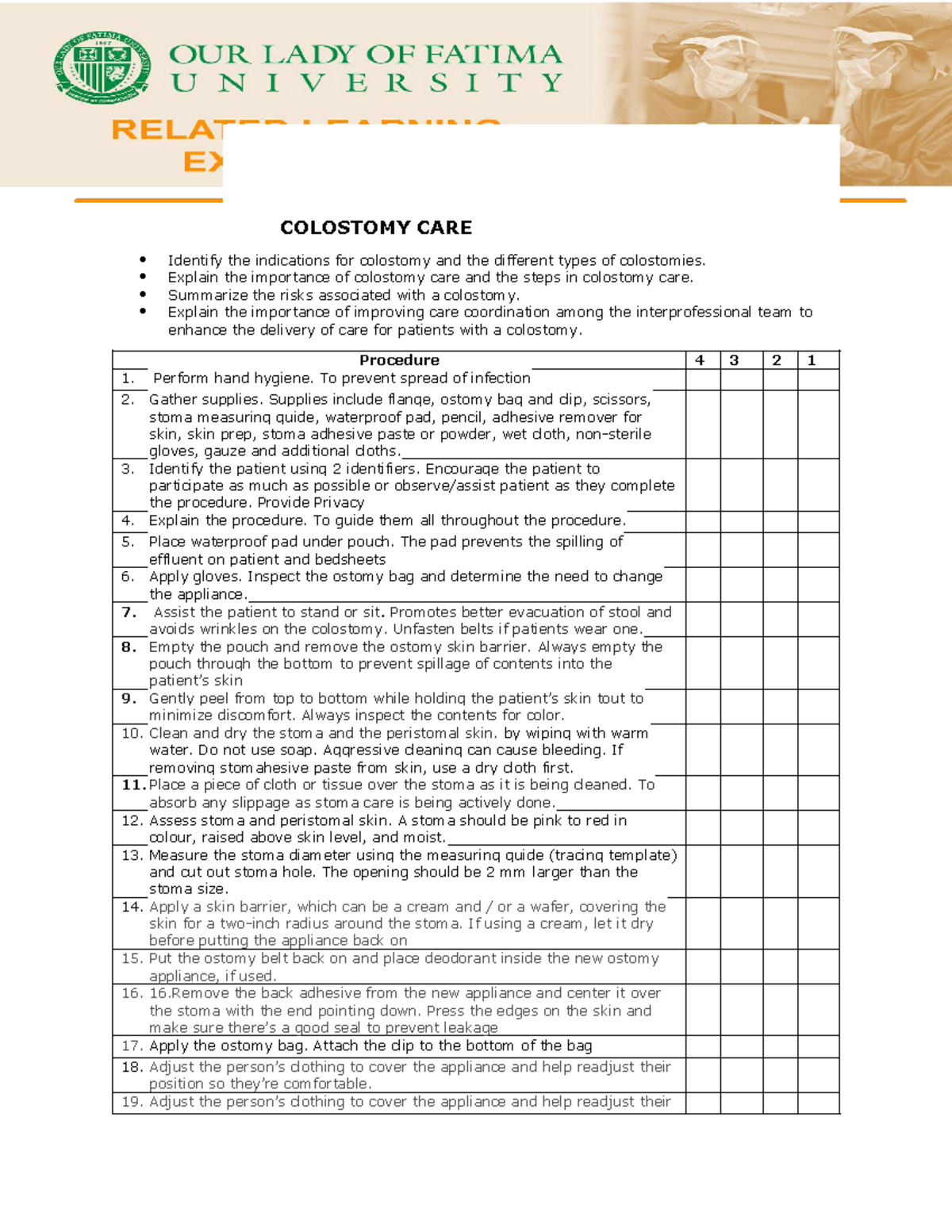 Colostomy-Care - COLOSTOMY CARE Identify the indications for colostomy ...