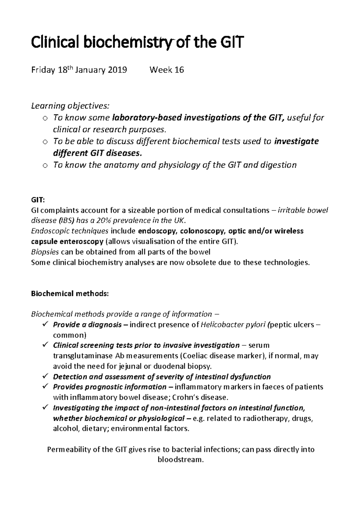 Clinical biochemistry of the GIT - Warning: TT: undefined function: 32 ...