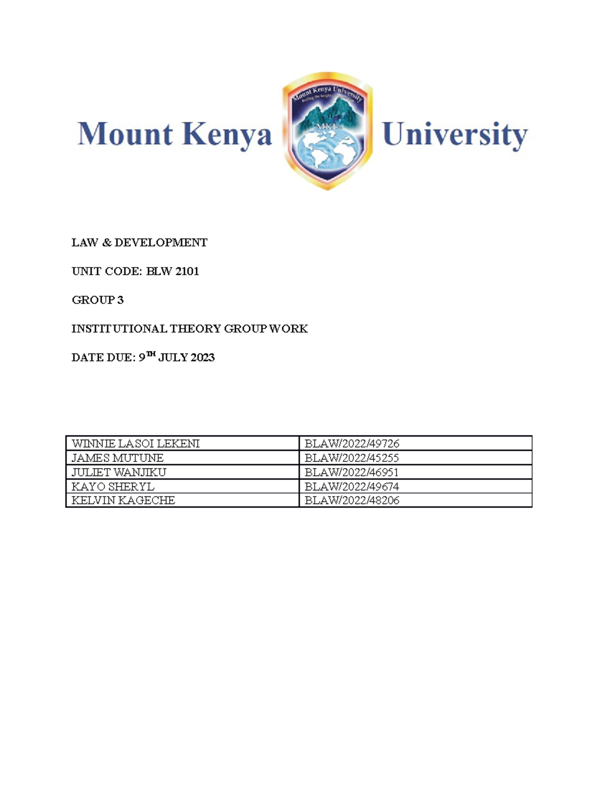 Institutional Theory Research - Group 3 - business law - MKU - Studocu