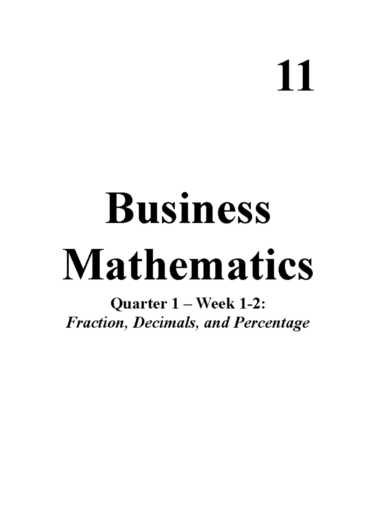 ABM BM Module 1 Business Math Week 1 And 2 Business Mathematics