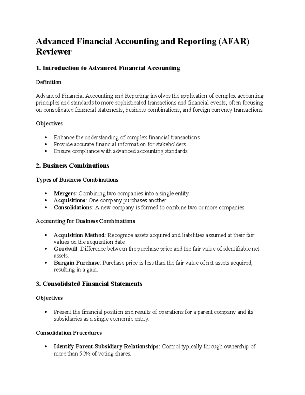 AFAR Reviewer - Summary BS Accountancy - Advanced Financial Accounting ...