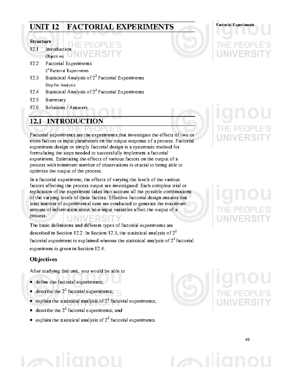 Unit-12 - hypothesis testing 2 - Factorial Experimants UNIT 12 ...