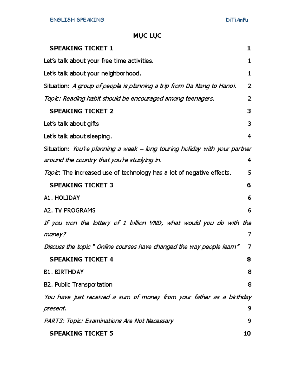 123doc English Speaking Topics B1 Certification ENGLISH SPEAKING 