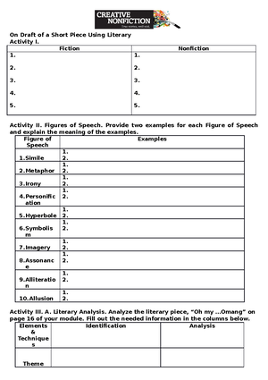 Seatwork - Flashback and Foreshadowing - FORESHADOWING AND FLASHBACK ...