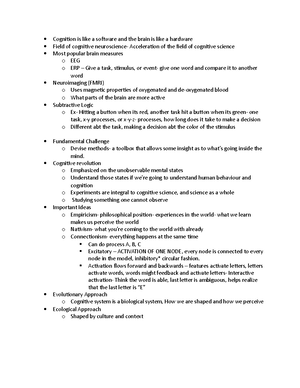 Cognitive Processes- sept 8th- in class notes - Cognitive Processes ...