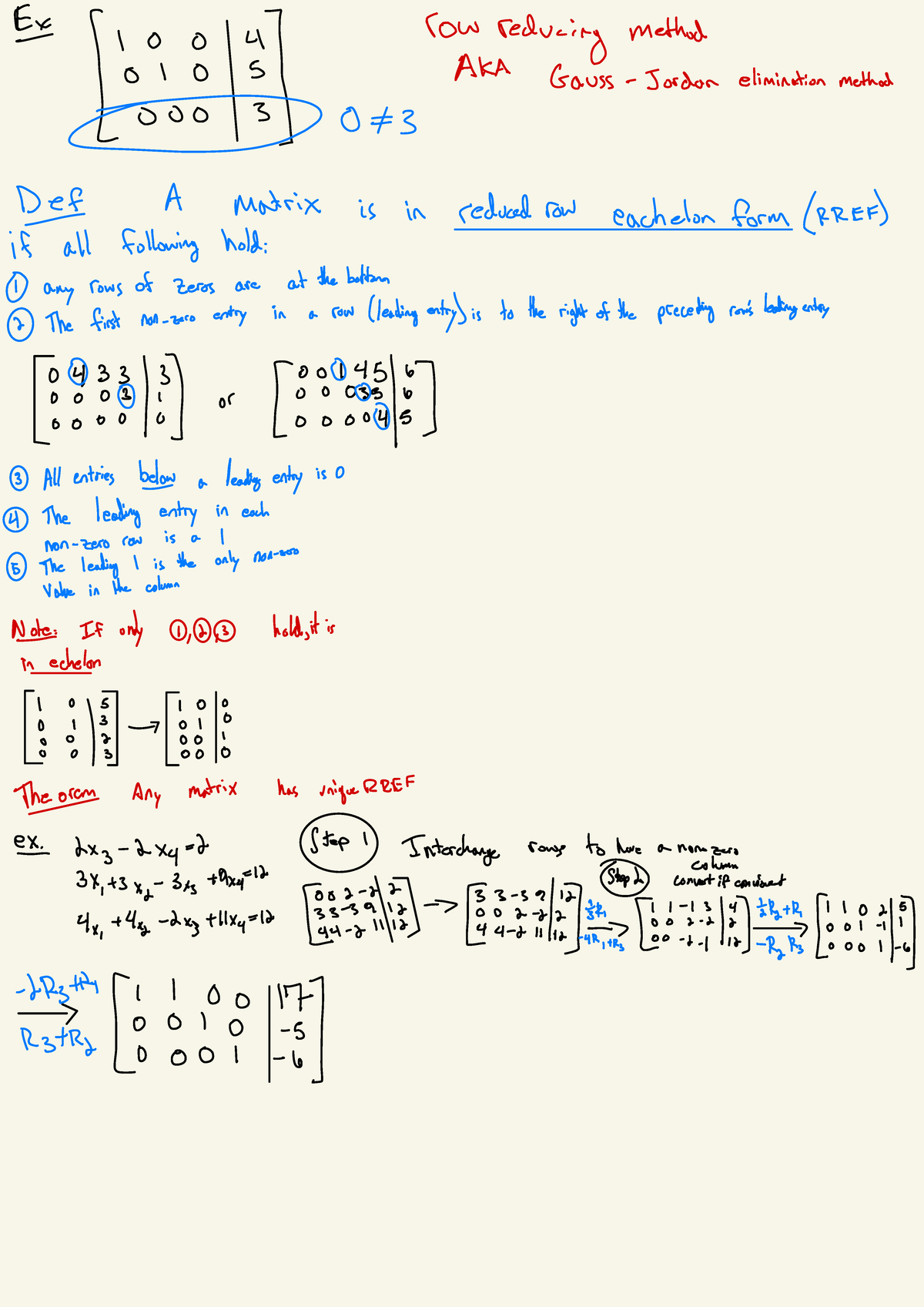 Day 3 - Wisley Wong - EI row reducing method [ 0 4g 0 I 0 AKA Gauss - Jordon elimination method ...