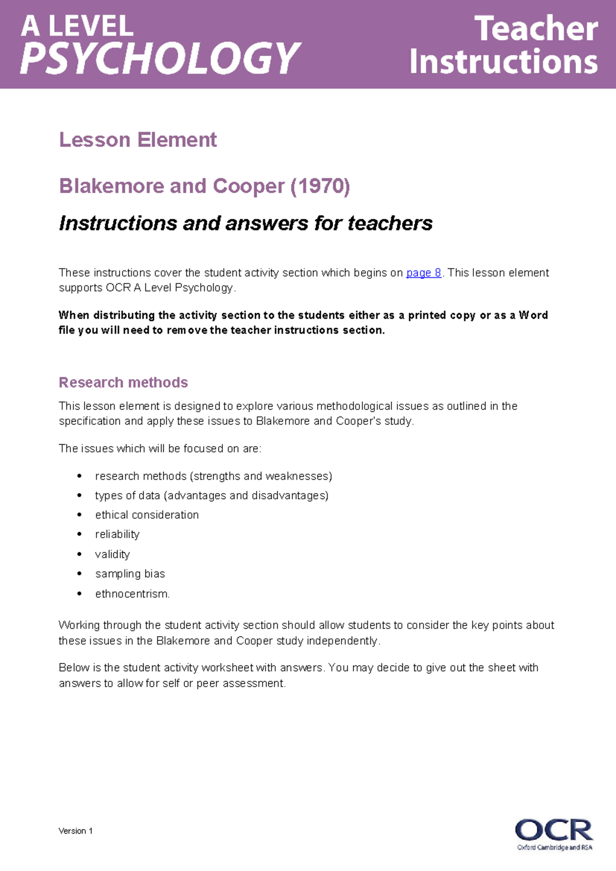 338655 blakemore and cooper lesson element - Lesson Element Blakemore and Cooper (1970 ...