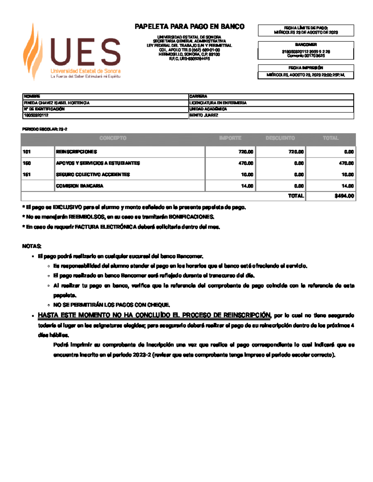 UES Portal de Servicios Académicos y Administrativos - PAPELETA PARA ...