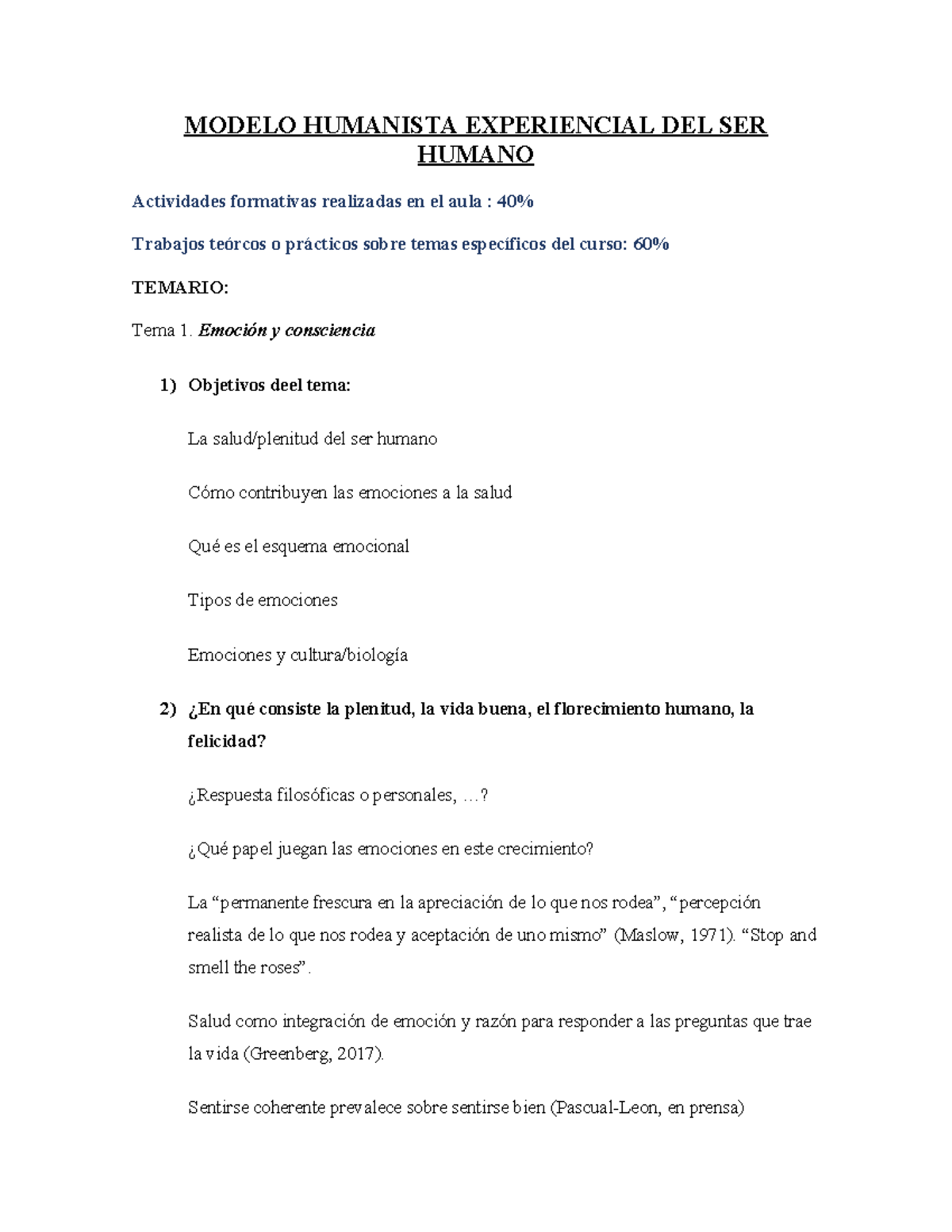 Modelo Humanista Experiencial DEL SER Humano - MODELO HUMANISTA ...