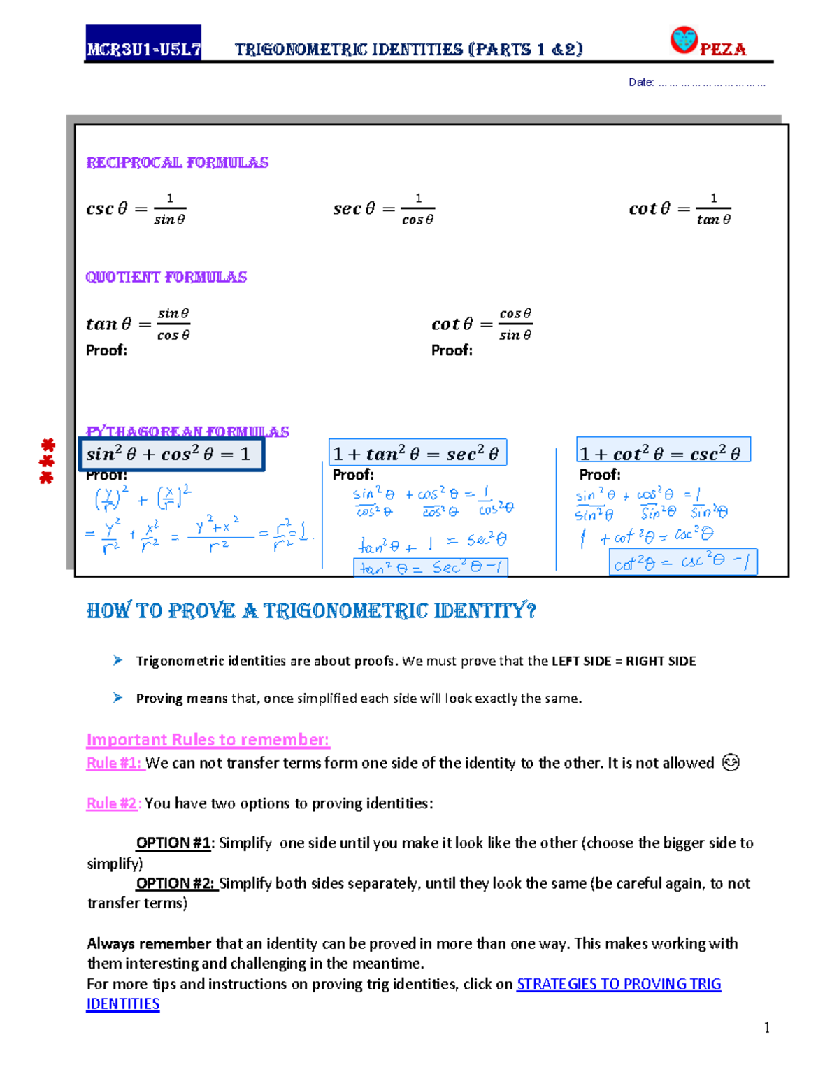 U5L7 Trigonometric Identites P1 P2 - mcr3u1-u5l7- trigonometric ...