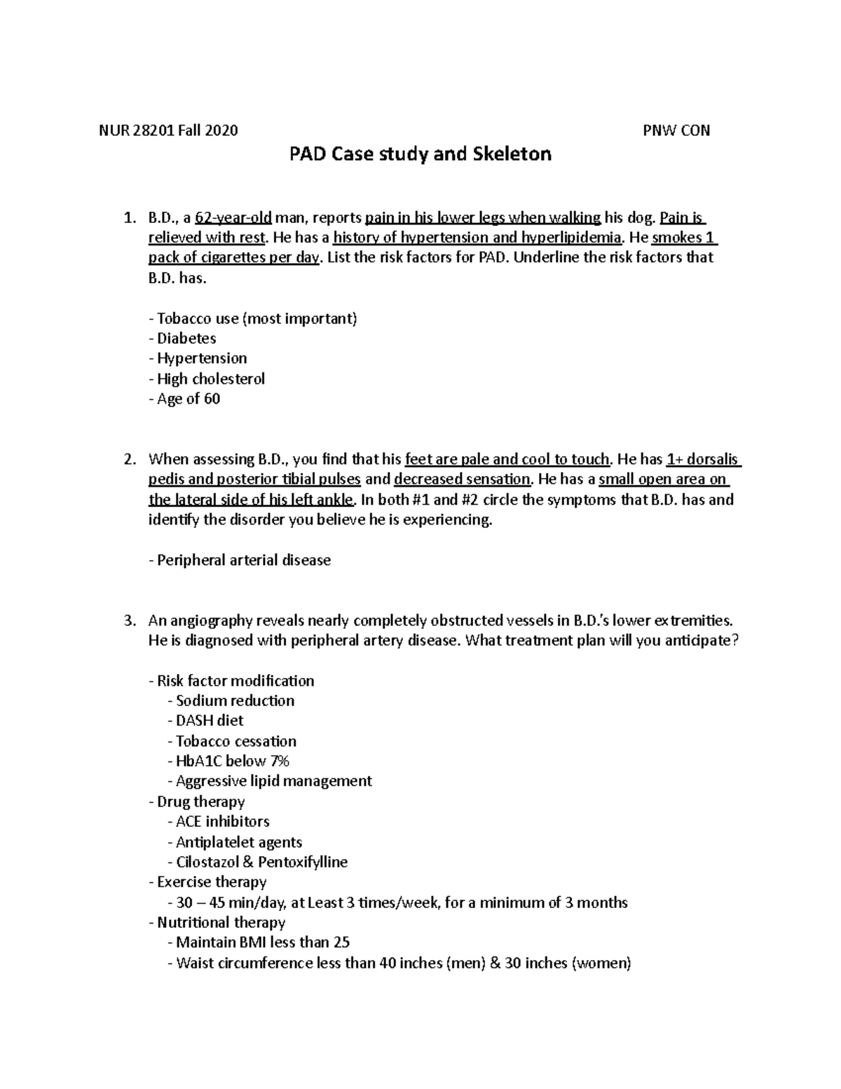 Peripheral Arterial Disease Skeleton - NUR 28201 Fall 2020 PNW CON PAD ...
