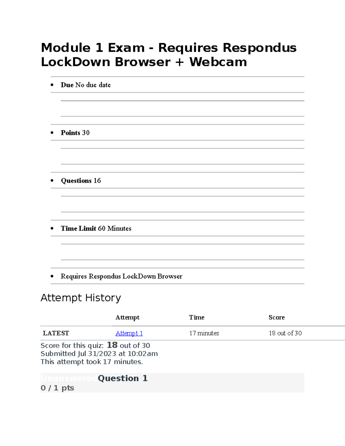 Module 1 Exam - m1 exam - Module 1 Exam - Requires Respondus LockDown ...