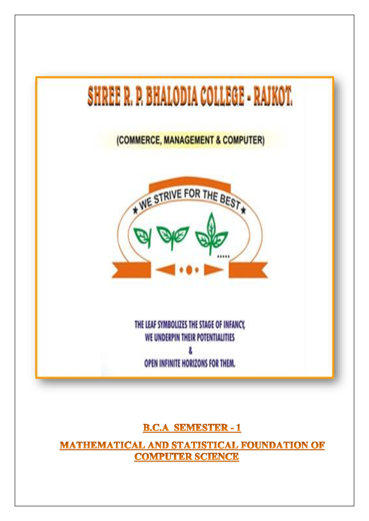 BCA SEM 1(NEP) Mathematics - B.C SEMESTER - 1 MATHEMATICAL AND ...