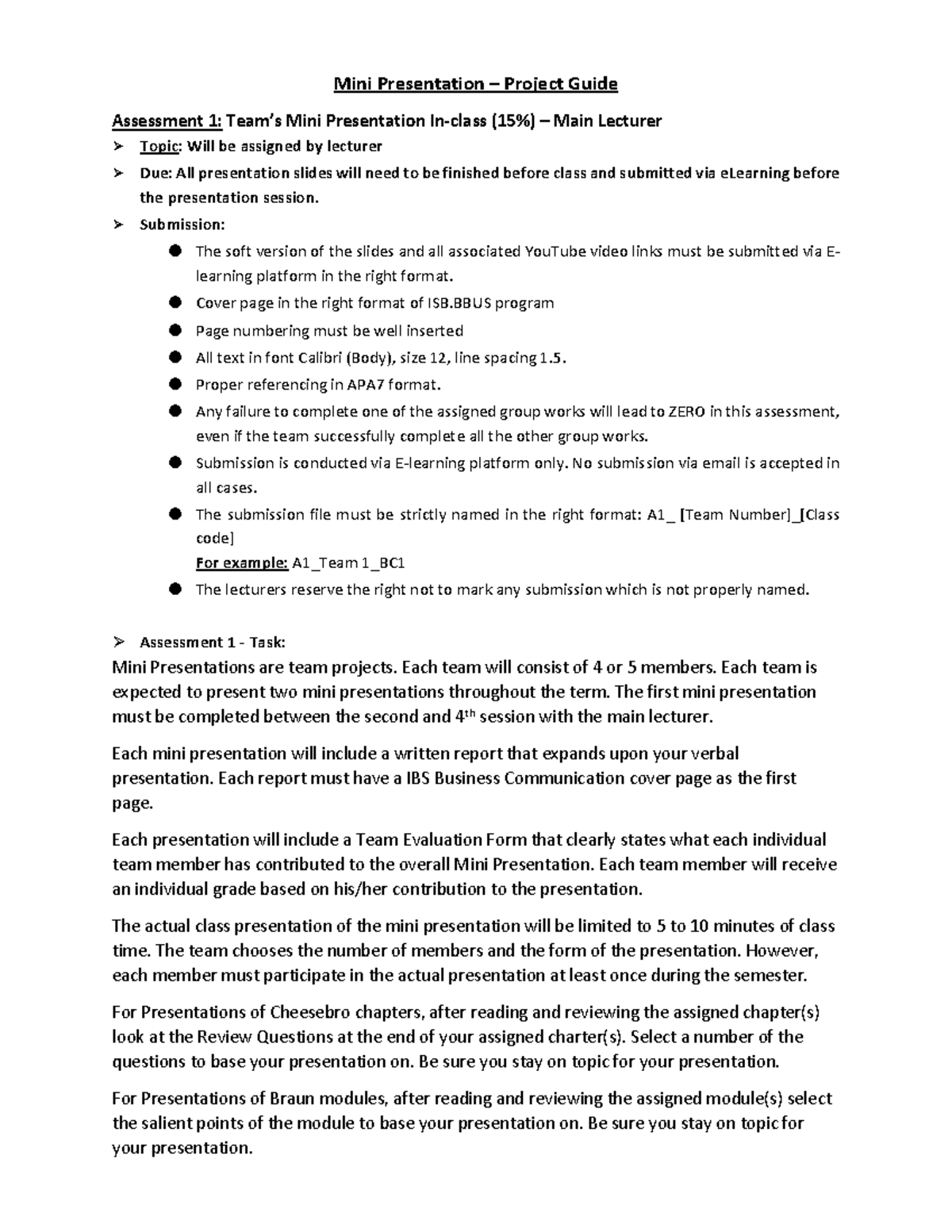 Mini Presentations - Project Guide 2 - Mini Presentation – Project ...