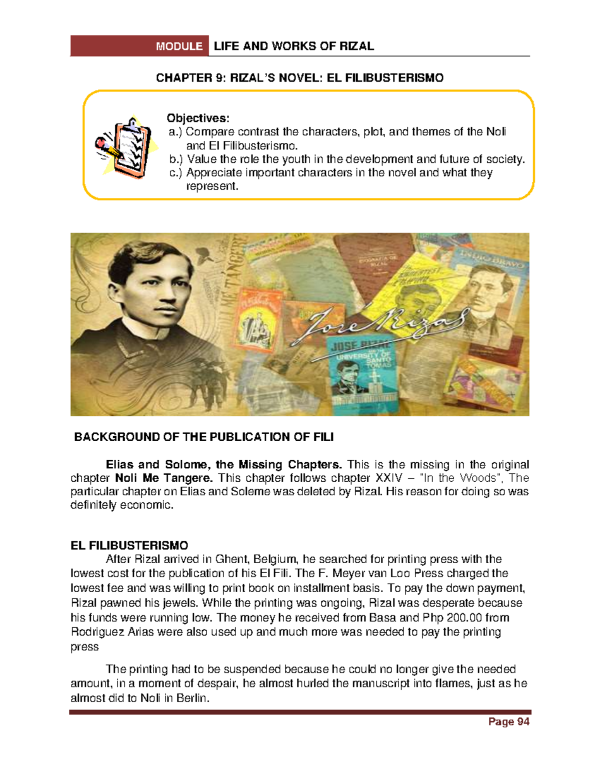 Chapter 9 El Filibusterismo - CHAPTER 9 : RIZAL’S NOVEL: EL ...