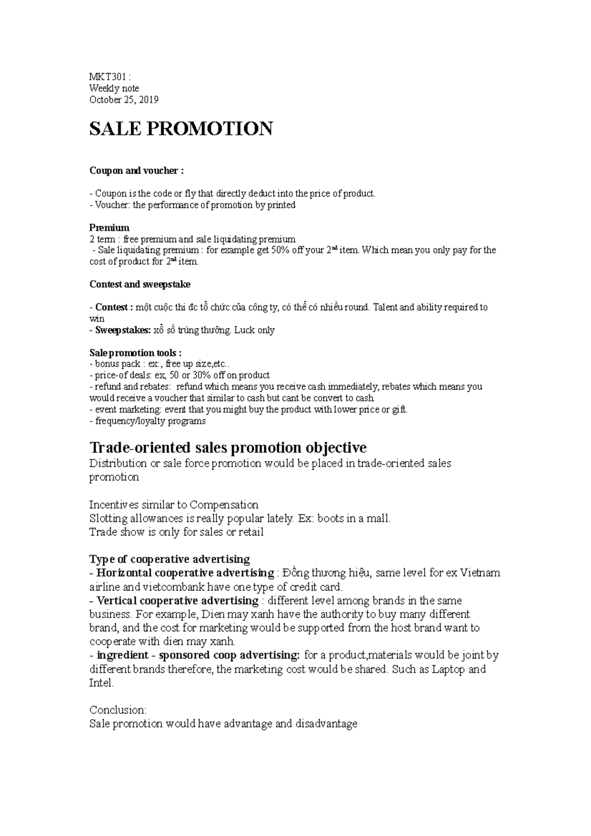 MKT301 - Voucher: the performance of promotion by printed Premium 2 ...