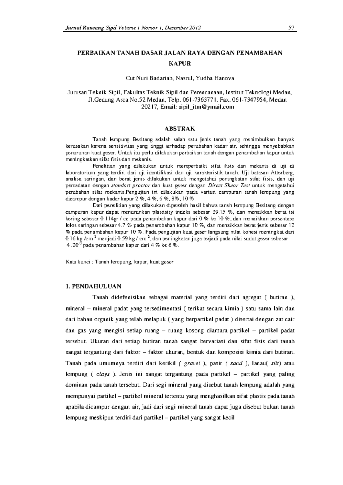 Perbaikan Tanah Dasar Jalan Raya Dengan - PERBAIKAN TANAH DASAR JALAN ...