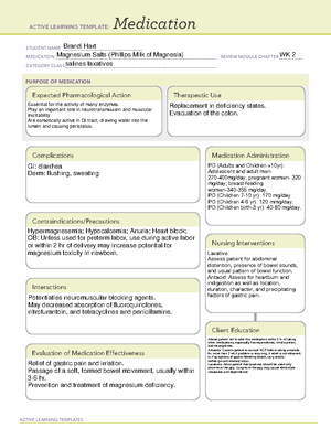 Drug card metoclopramide (reglan) - ACTIVE LEARNING TEMPLATES ...
