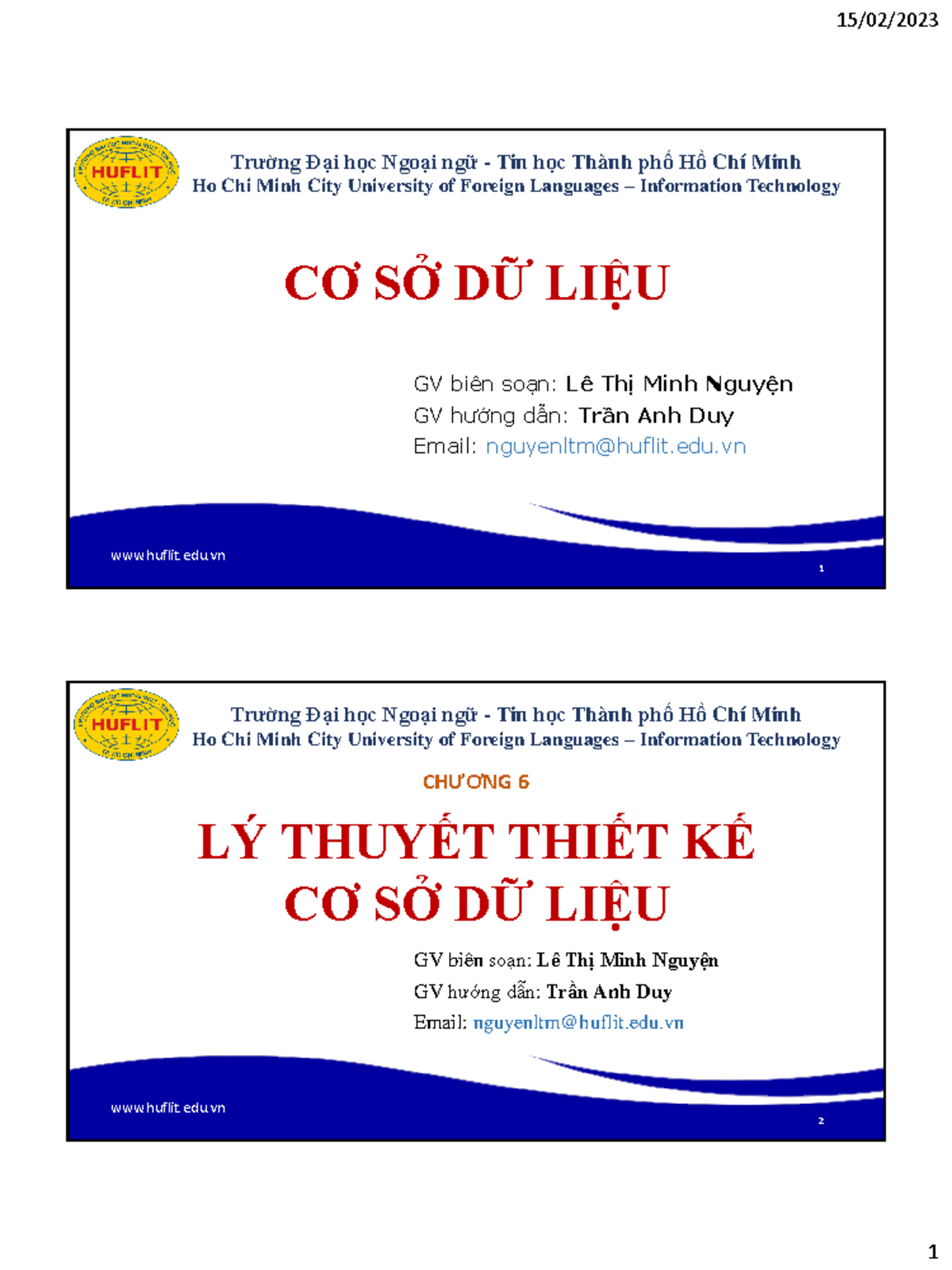 TUAN 10 - Chuong 6 LY Thuyet Thiet KE CSDL(tt) - huflit.edu Trường Đại học Ngoại ngữ - Tin học ...