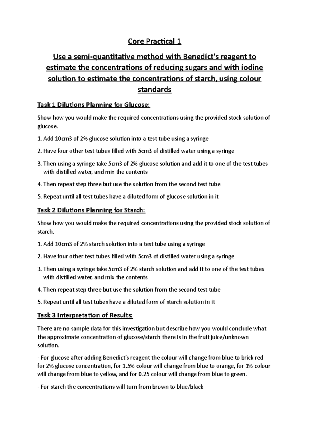 CP01 - Core Practical 1 notes - Core Prac)cal 1 Use a semi-quan)ta)ve ...