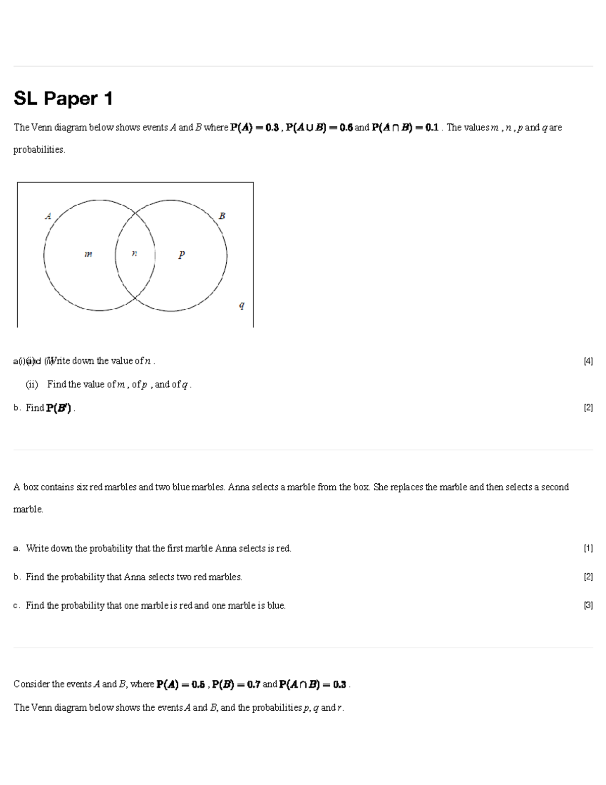 SL-paper 1 - Mathematics standard level npn-calculator paper - SL Paper ...