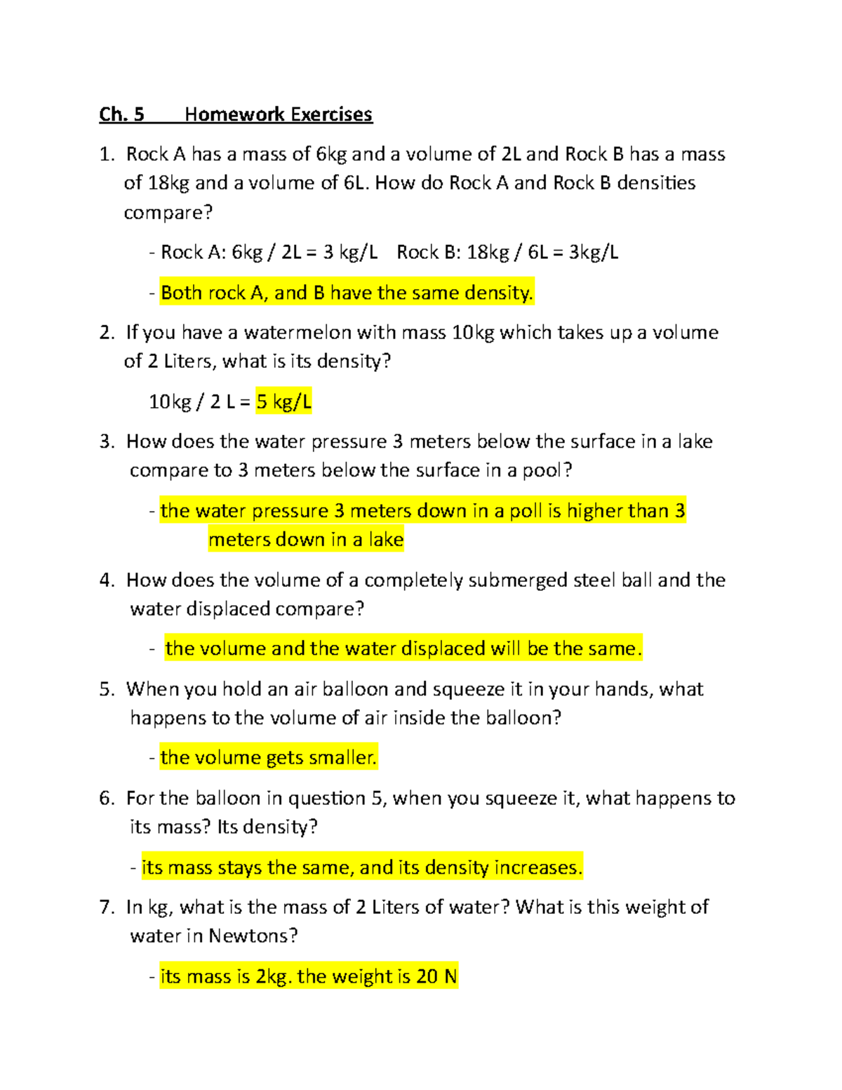 Chapter 5 HW - Ch. 5 Homework Exercises Rock A has a mass of 6kg and a ...