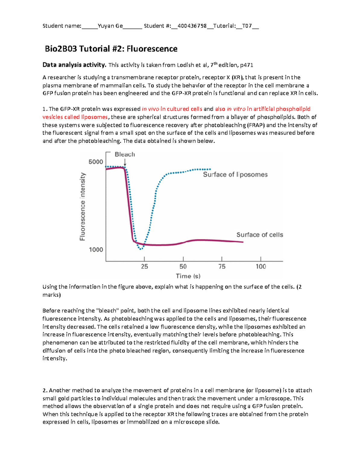 Assignment 2 - Fluorescence - Student name:Yuyan Ge_ Student ...