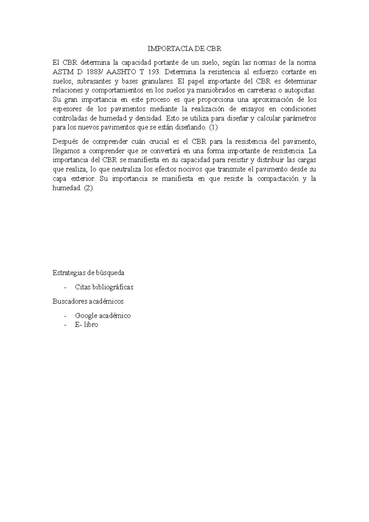 Importacia DE CBR - pavimentos cbr - IMPORTACIA DE CBR El CBR determina la capacidad portante de ...