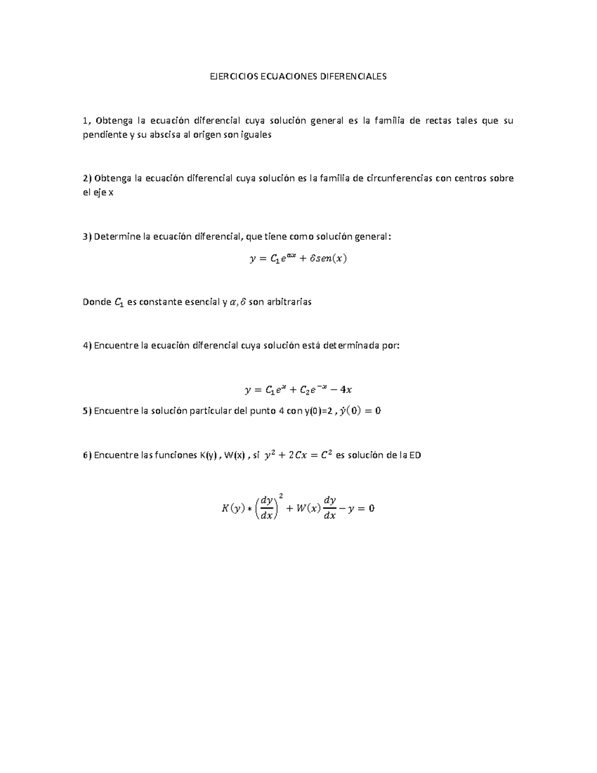 Ejercicios Ecuaciones Diferenciales - Warning: TT: undefined function: 32 EJERCICIOS ECUACIONES ...