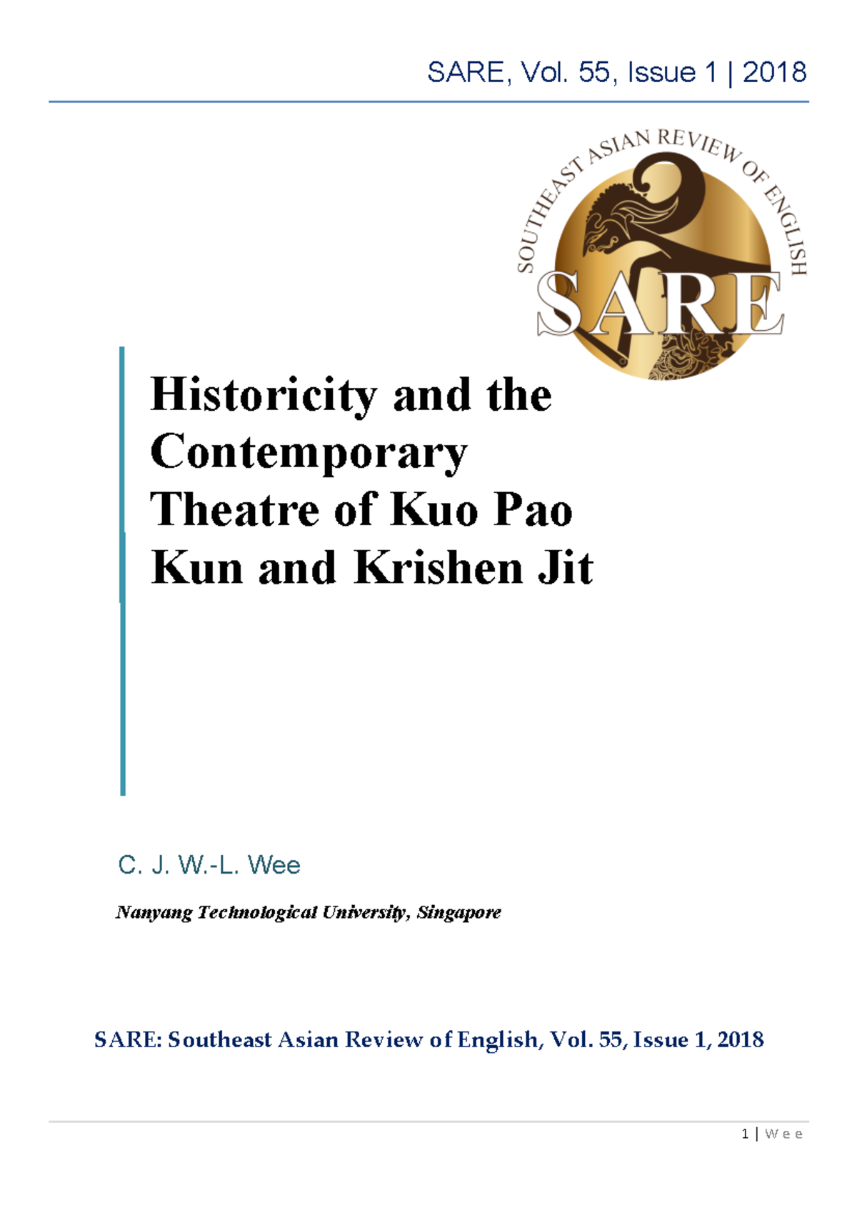 Historicity and the Contemporary Theatre of Kuo Pao Kun and Krishen Jit ...