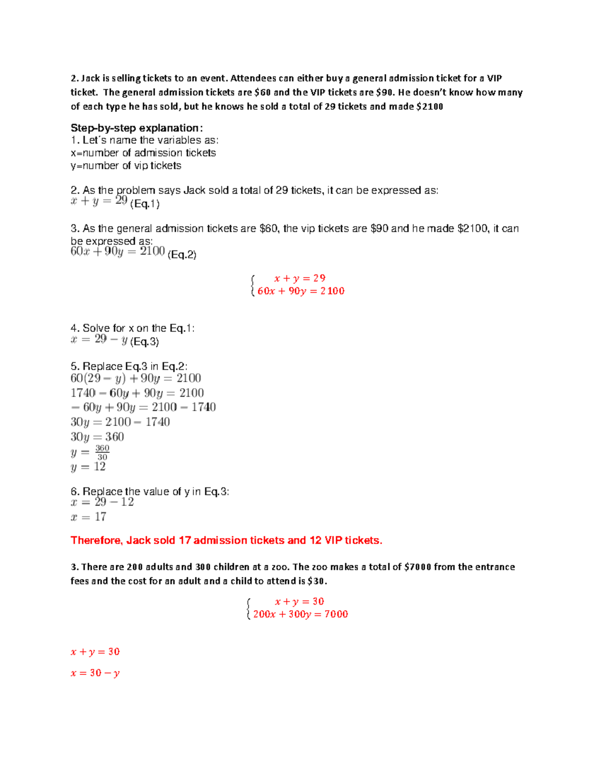 Algebra Grade 9 - Jack is selling tickets to an event. Attendees can ...