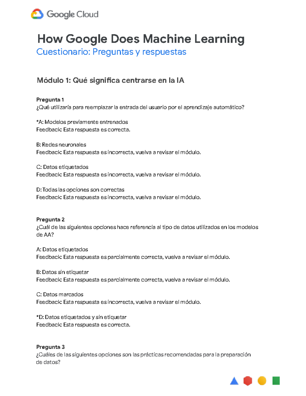 Questions-and- Answers-v2.3 - How Google Does Machine Learning Cuestionario: Preguntas y ...