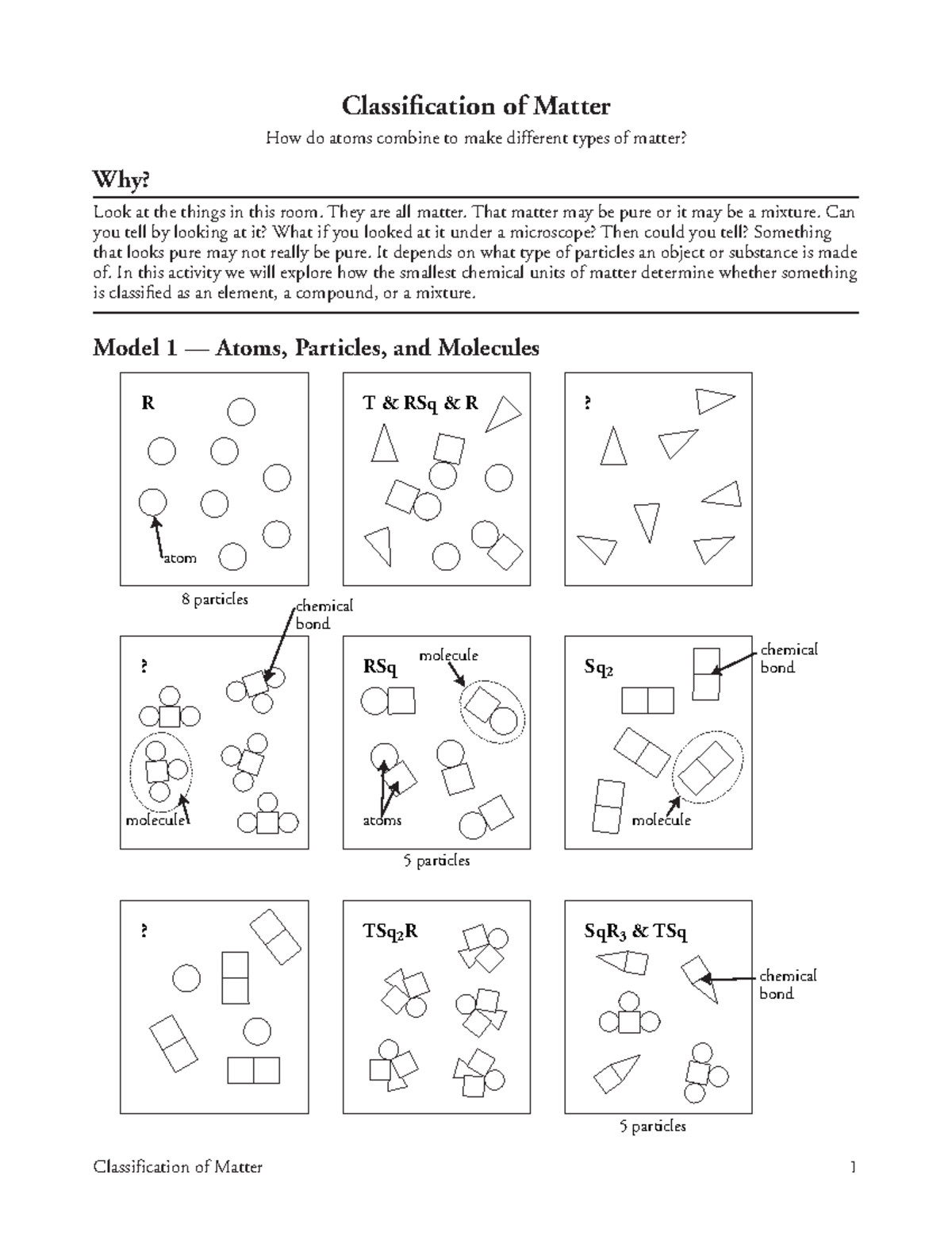 Pogil Classification of Matter - Classification of Matter 1 Classification of Matter How do ...