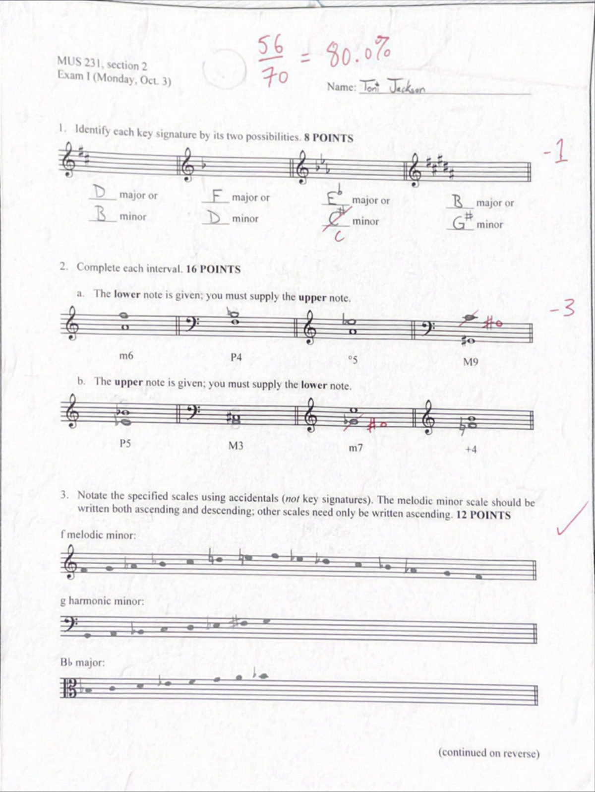 Mus 231 37 - Exam 1 (Graded) - MUS 231 - Studocu