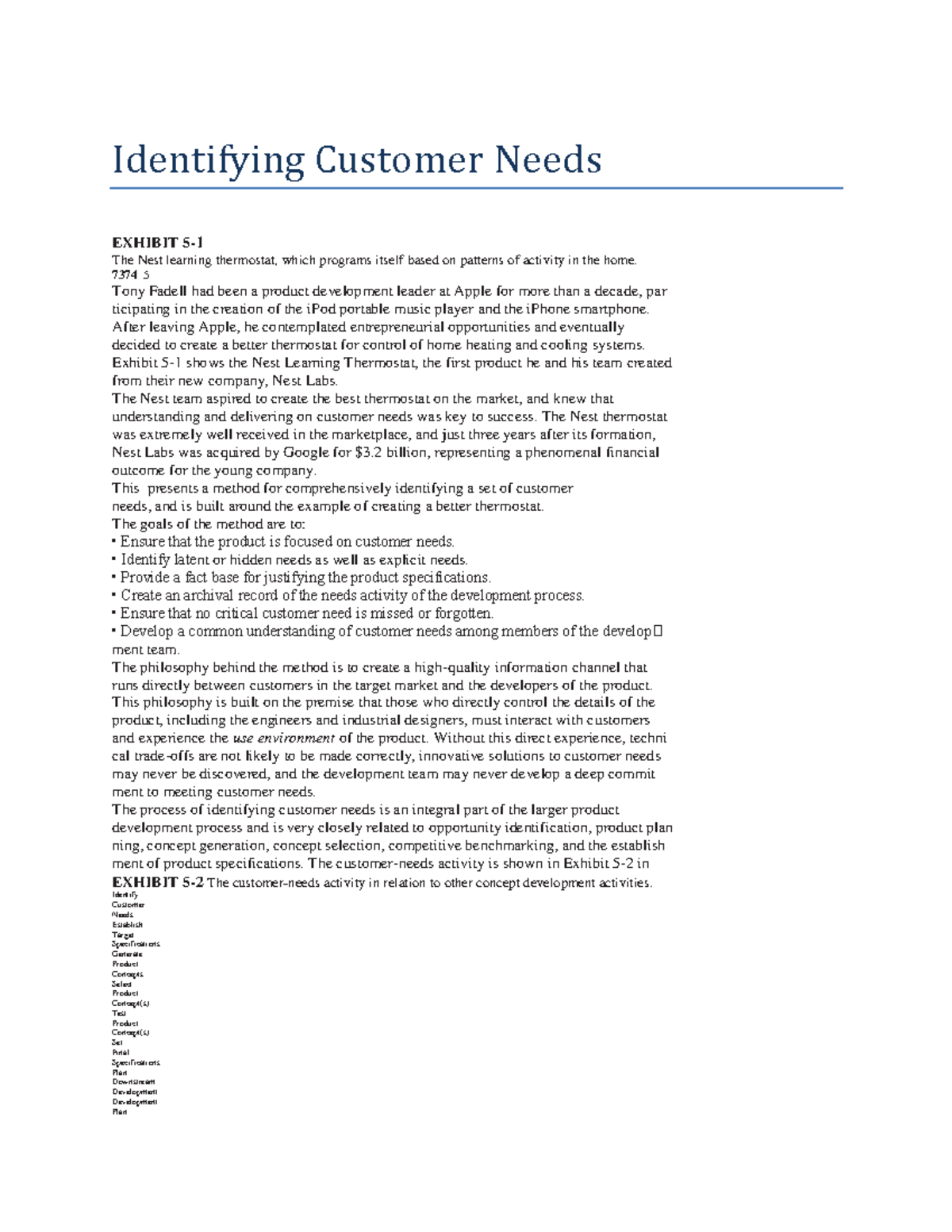 Identifying Customer Needs - Identifying Customer Needs EXHIBIT 5- The ...