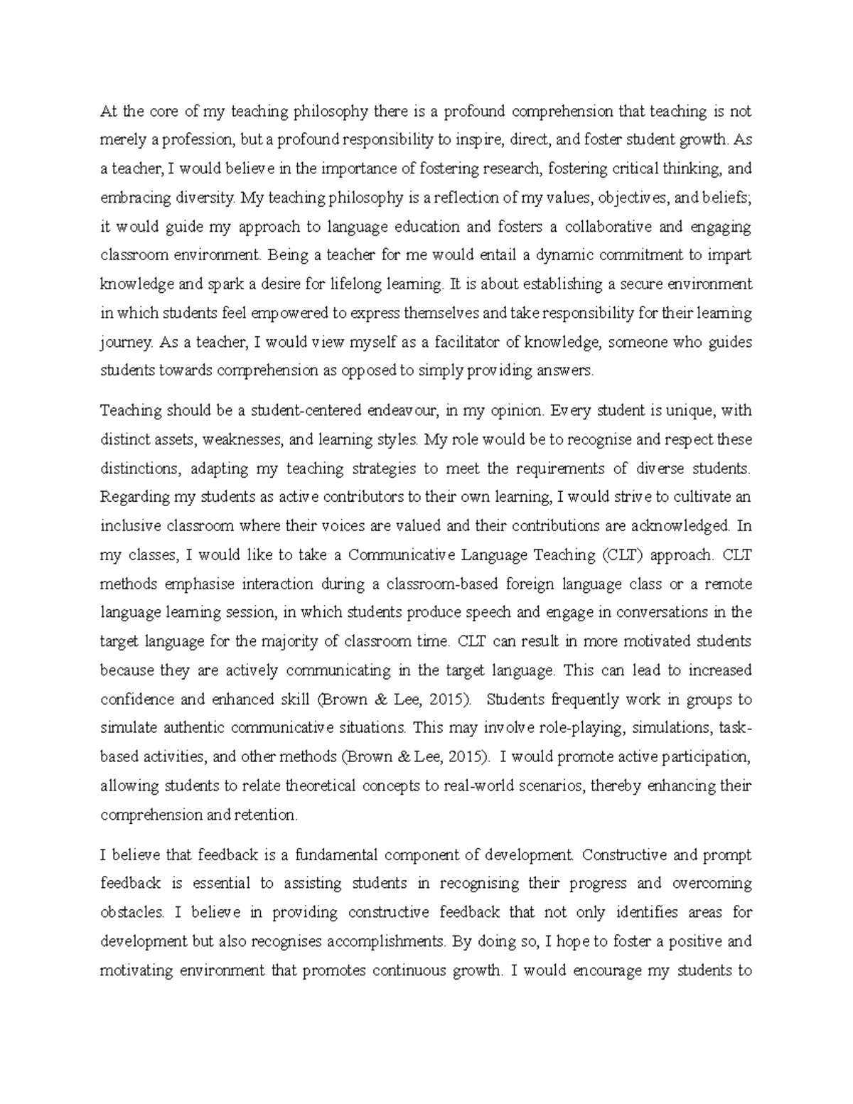 Teaching - eeeee - At the core of my teaching philosophy there is a ...