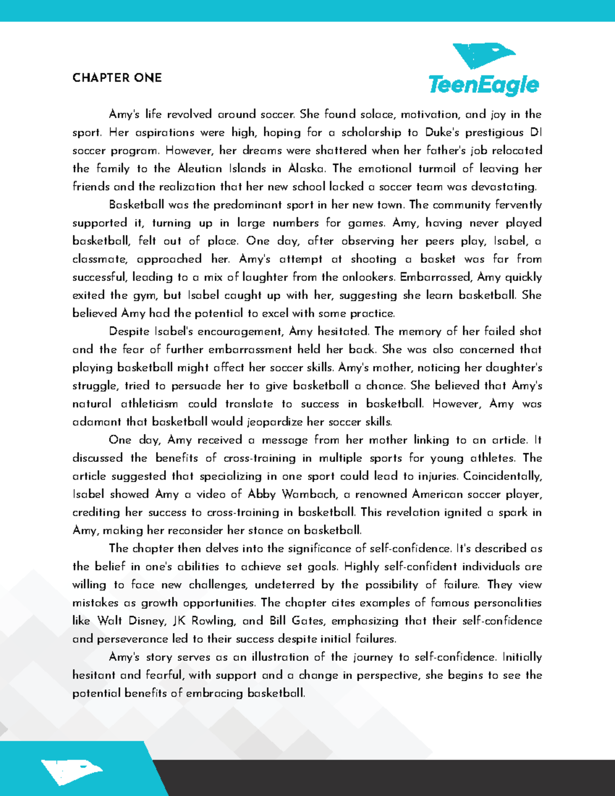 Allte 3Study Materials - CHAPTER ONE Amy's life revolved around soccer ...