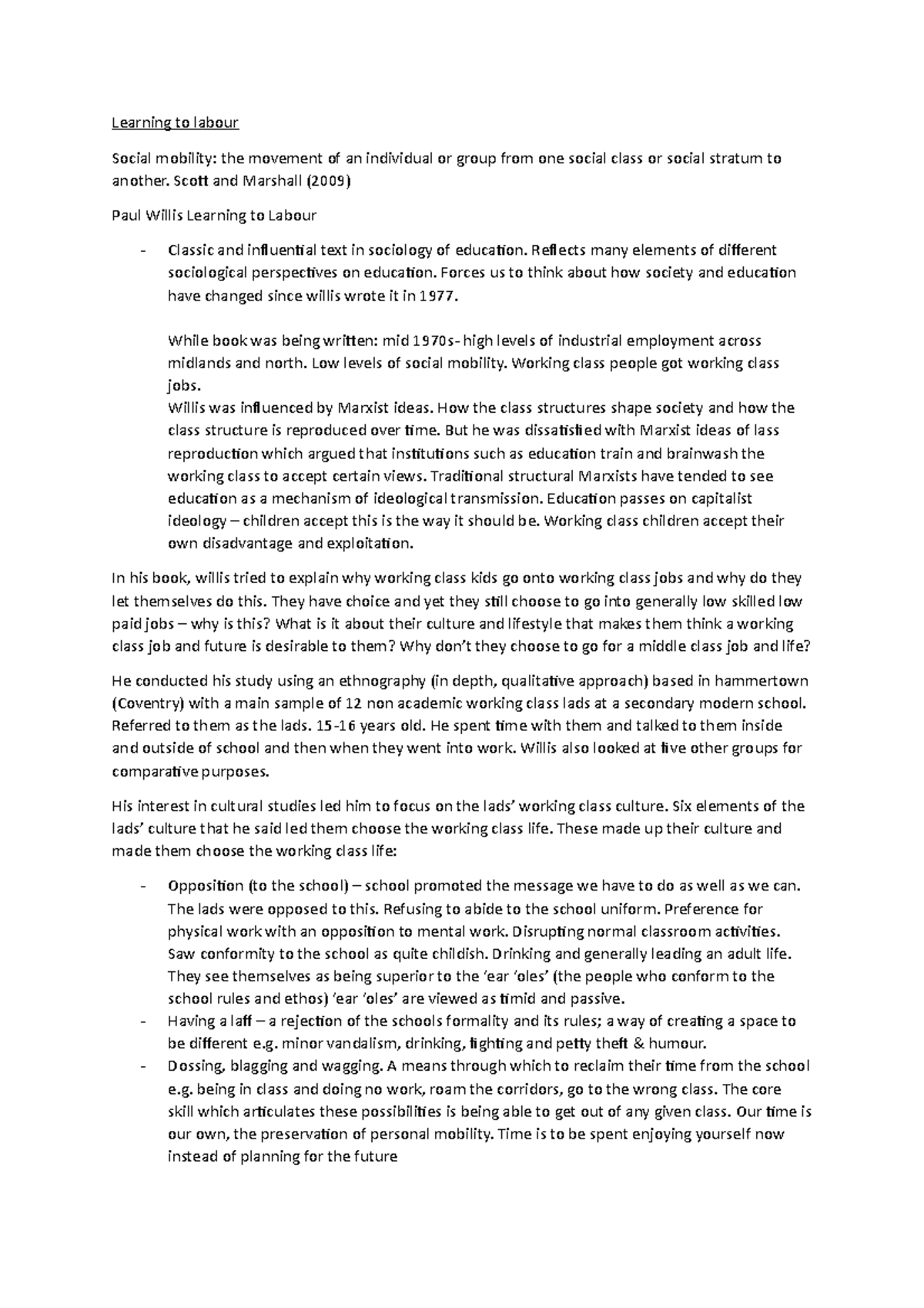 learning to labour paul willis - Learning to labour Social mobility ...