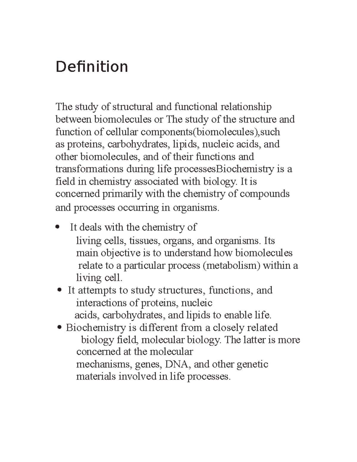 Definition of biochemistry - Definition The study of structural and ...