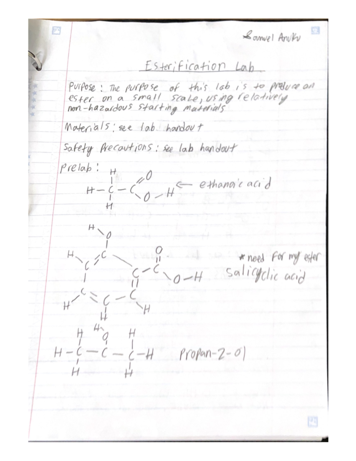 Esterification Lab - lab - Studocu