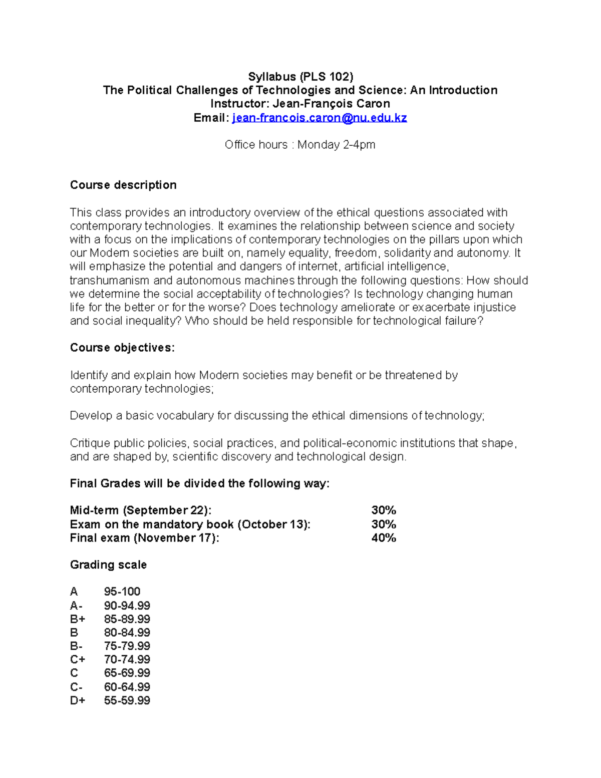 PLS102Fall2022 - syllabus - Syllabus (PLS 102) The Political Challenges ...