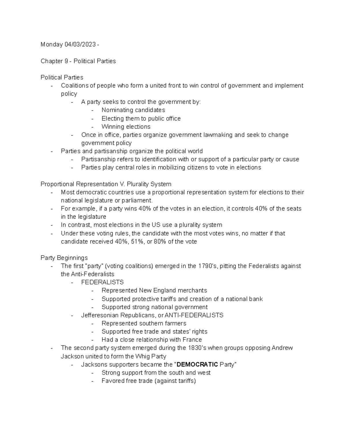 Week 11 - American Government - Monday 04/03/2023 - Chapter 9 ...