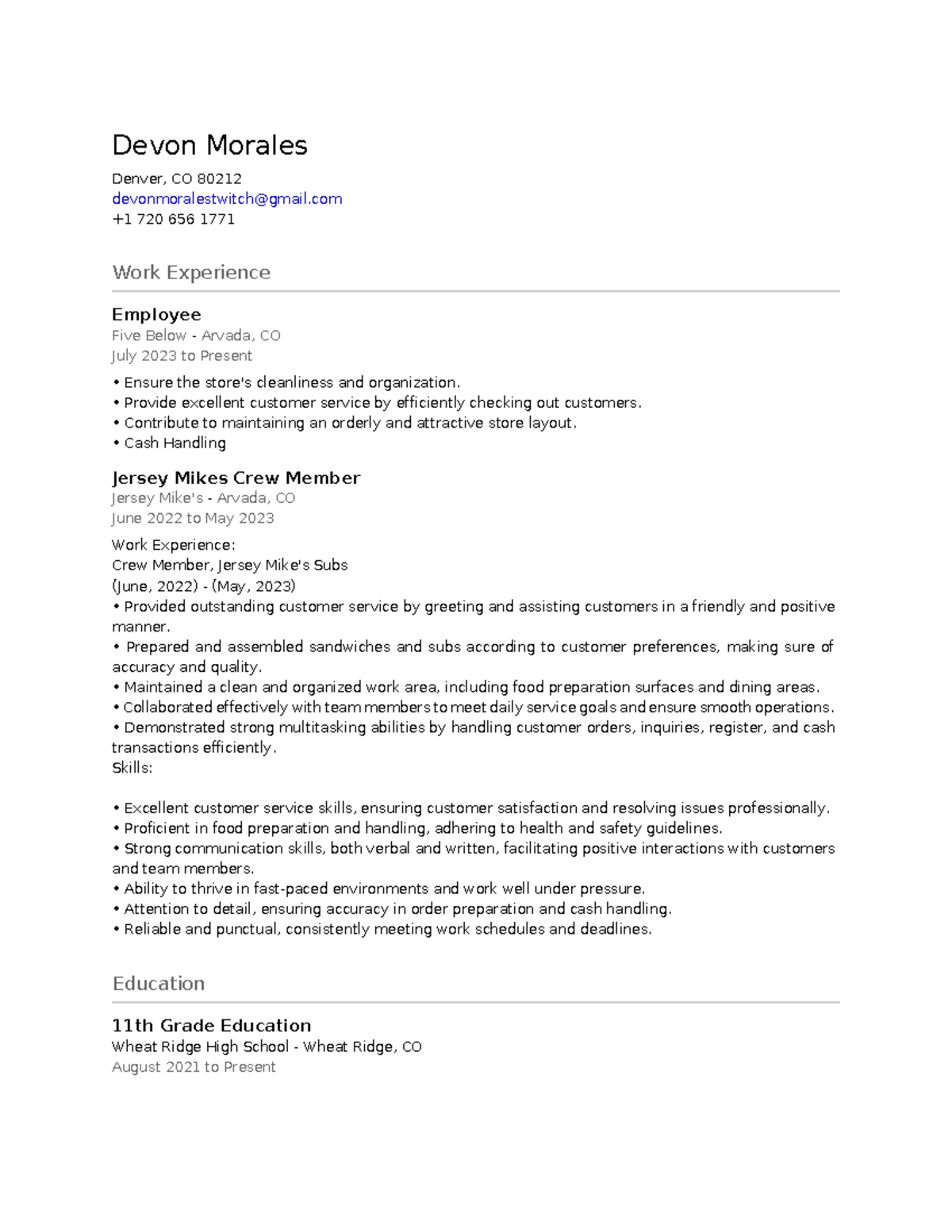 Devon-Morales - bdbfbdbdbd - Devon Morales Denver, CO 80212 ...