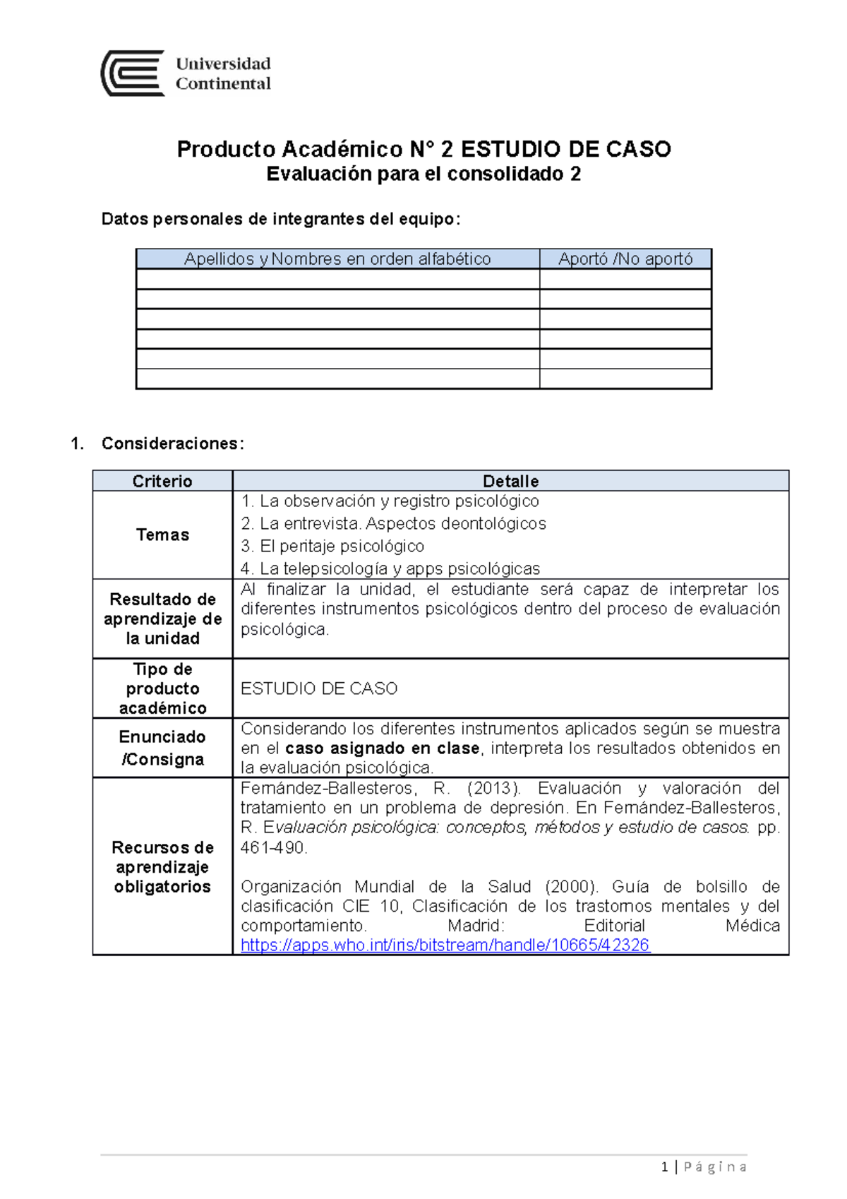PA02 Diagnóstico 2023-02 - Producto Académico N° 2 ESTUDIO DE CASO Evaluación para el ...