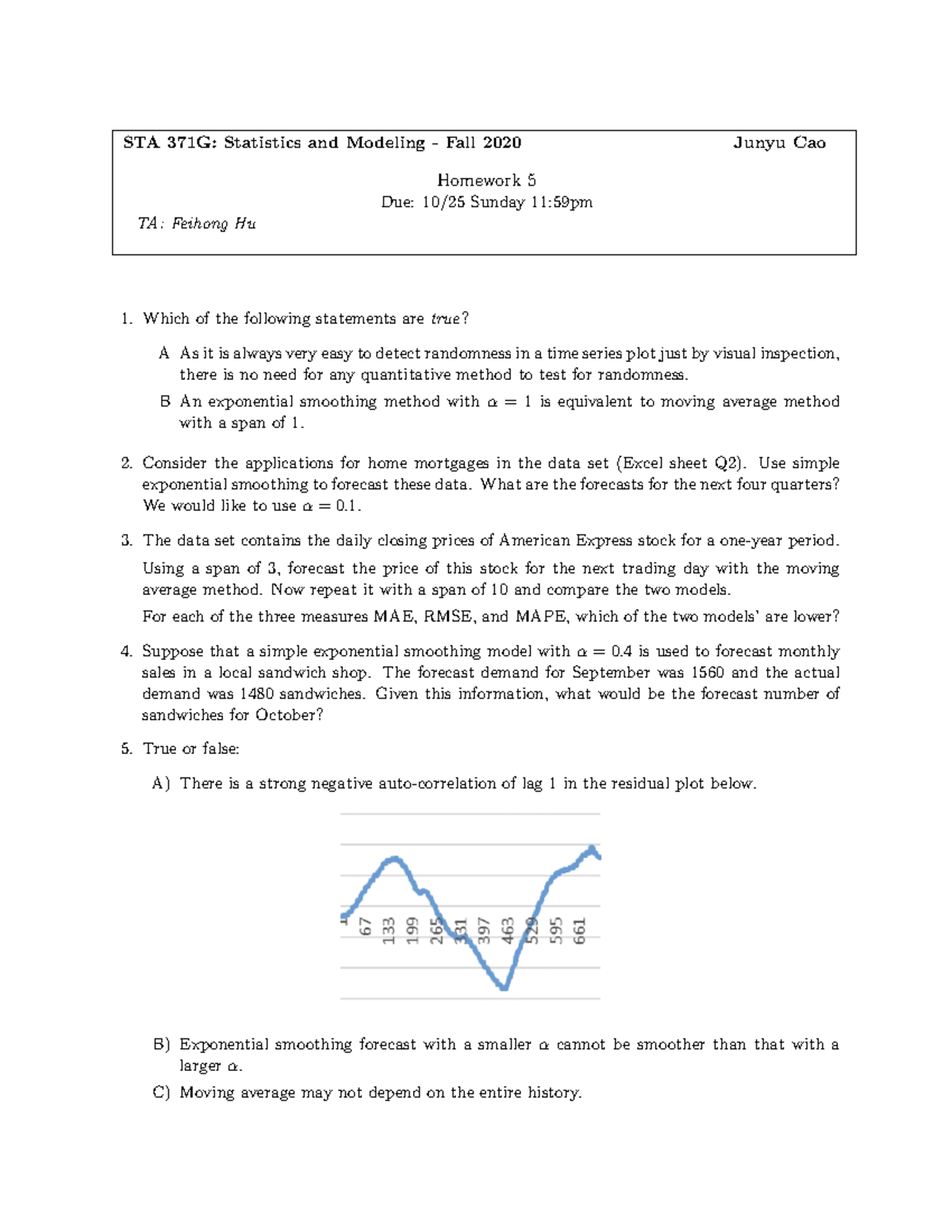 Hw5 Homework 5 Sta 371g Statistics And Modeling Fall 2020 Junyu Cao Homework 5 Due 10 25
